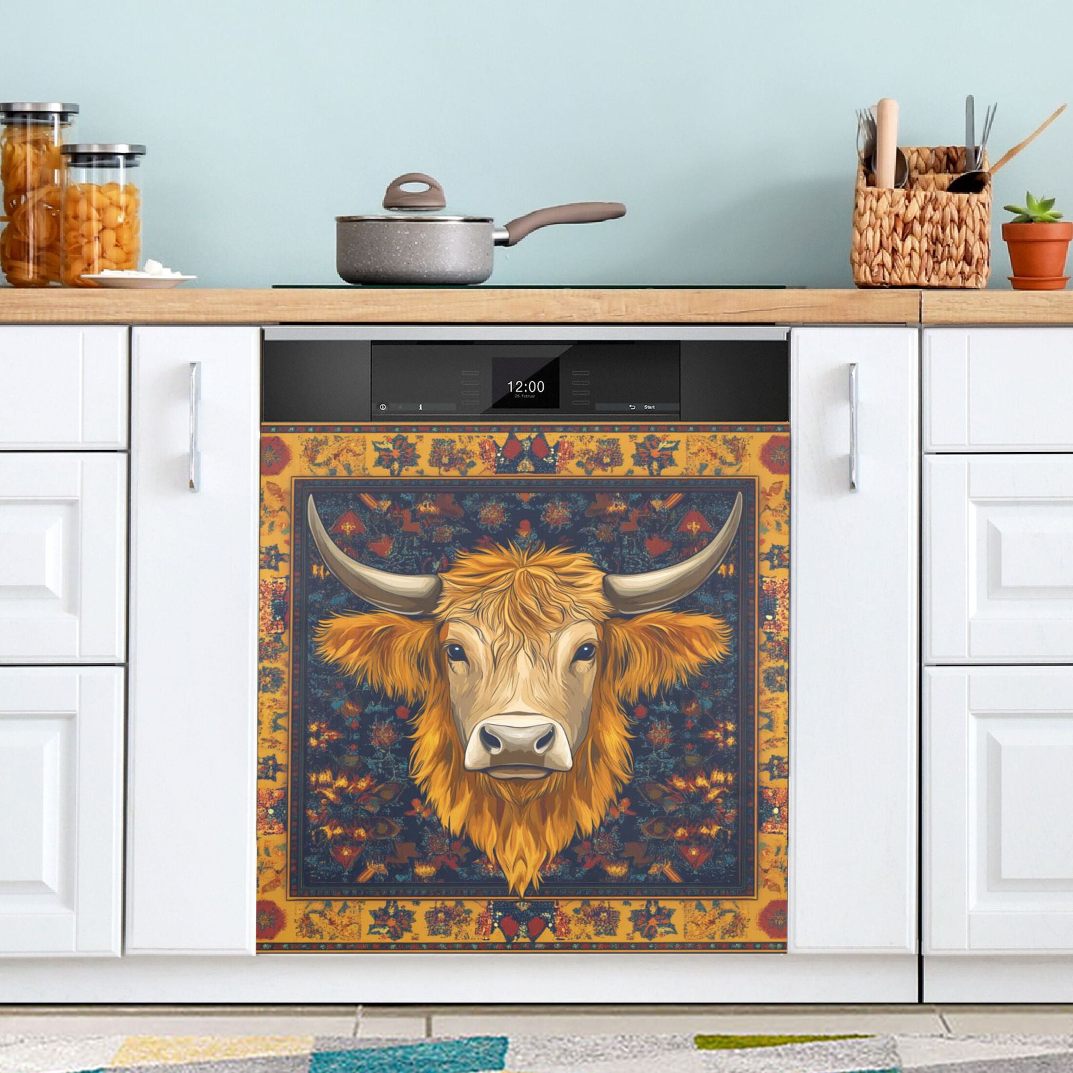 Highland Cow Face on Gorgeous Blanket Dishwasher Magnet Refrigerator ...