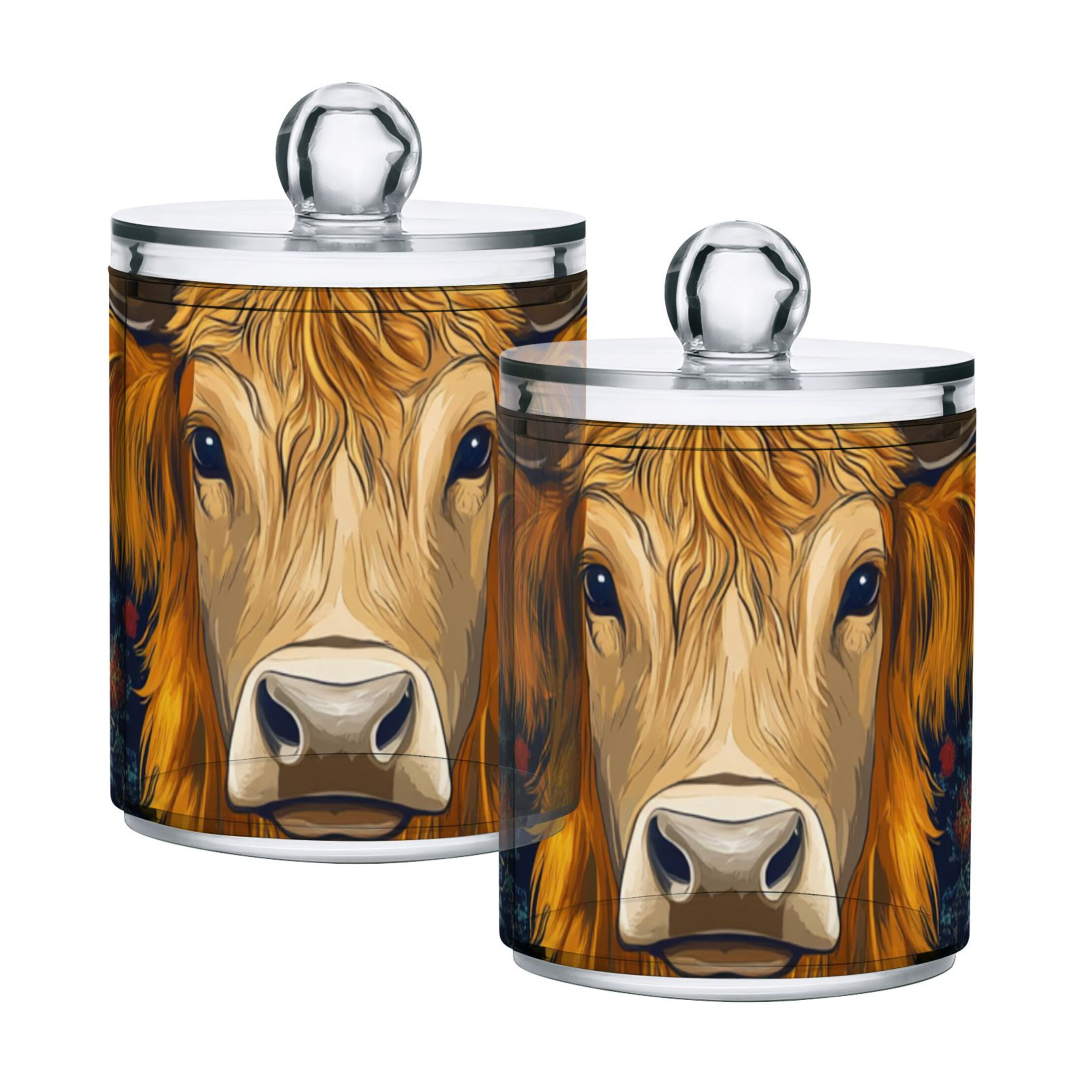 Highland Cow Face on Gorgeous Blanket Translucent Plastic Cans Storage ...