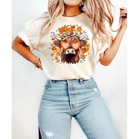 Highland Cow Fall Shirt, Retro Fall Pumpkin Shirt ,Autumn Shirt , Fall ...