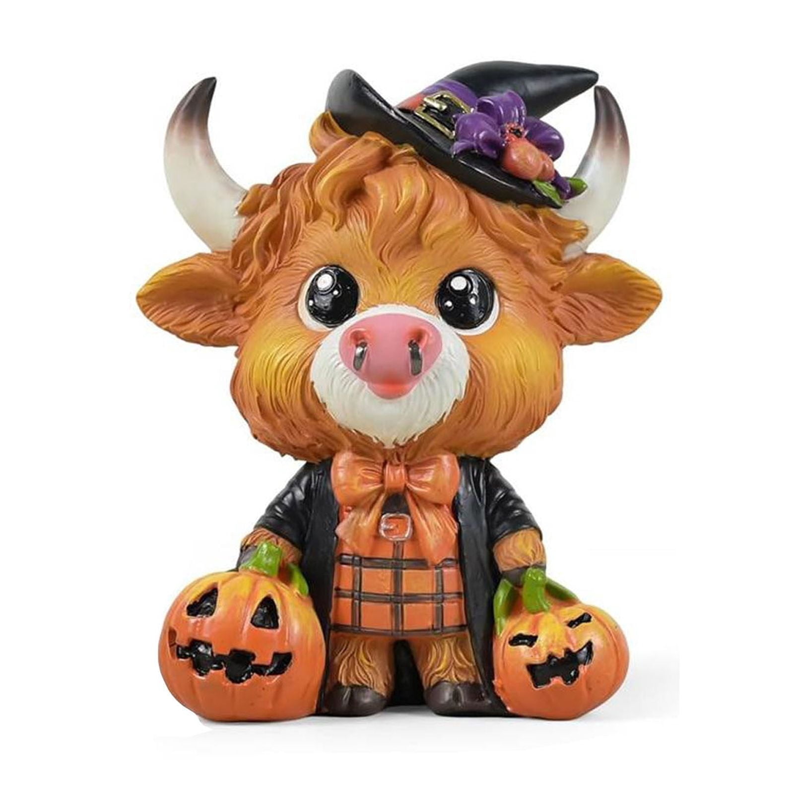 Highland Cow Figurines Halloween Pumpkin Skull Spider Highland Cow ...
