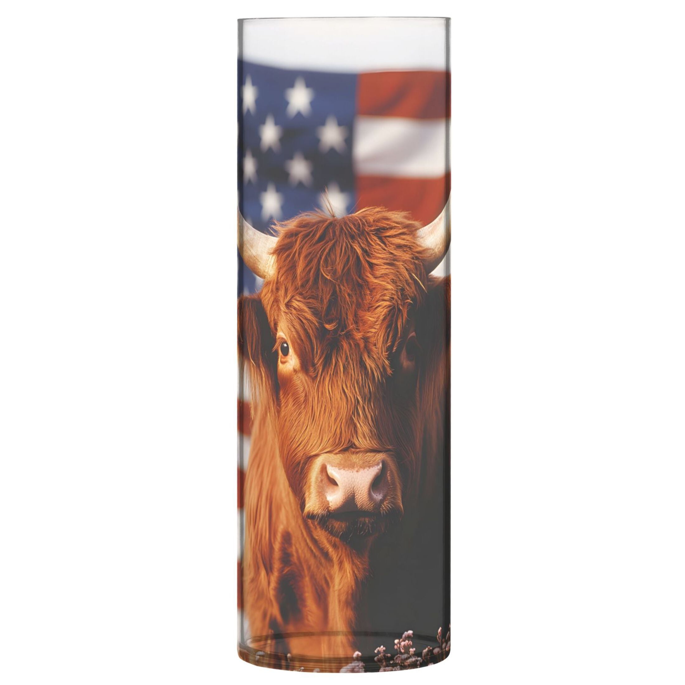 Highland Cow Flag Flowers Plastic Cylinder Vase Translucent Flower Vase ...
