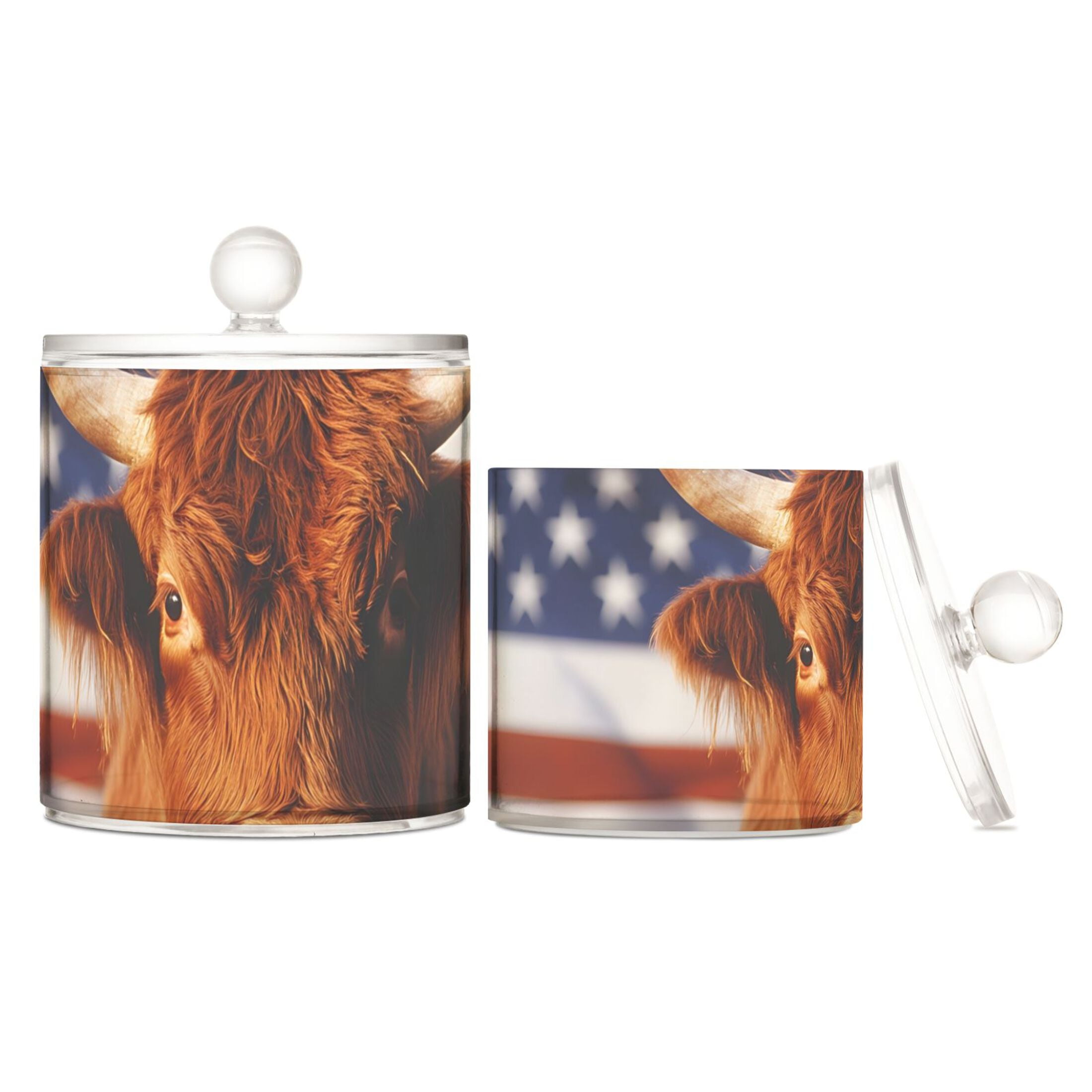 Highland Cow Flag Flowers Translucent Plastic Cans Storage Canisters ...