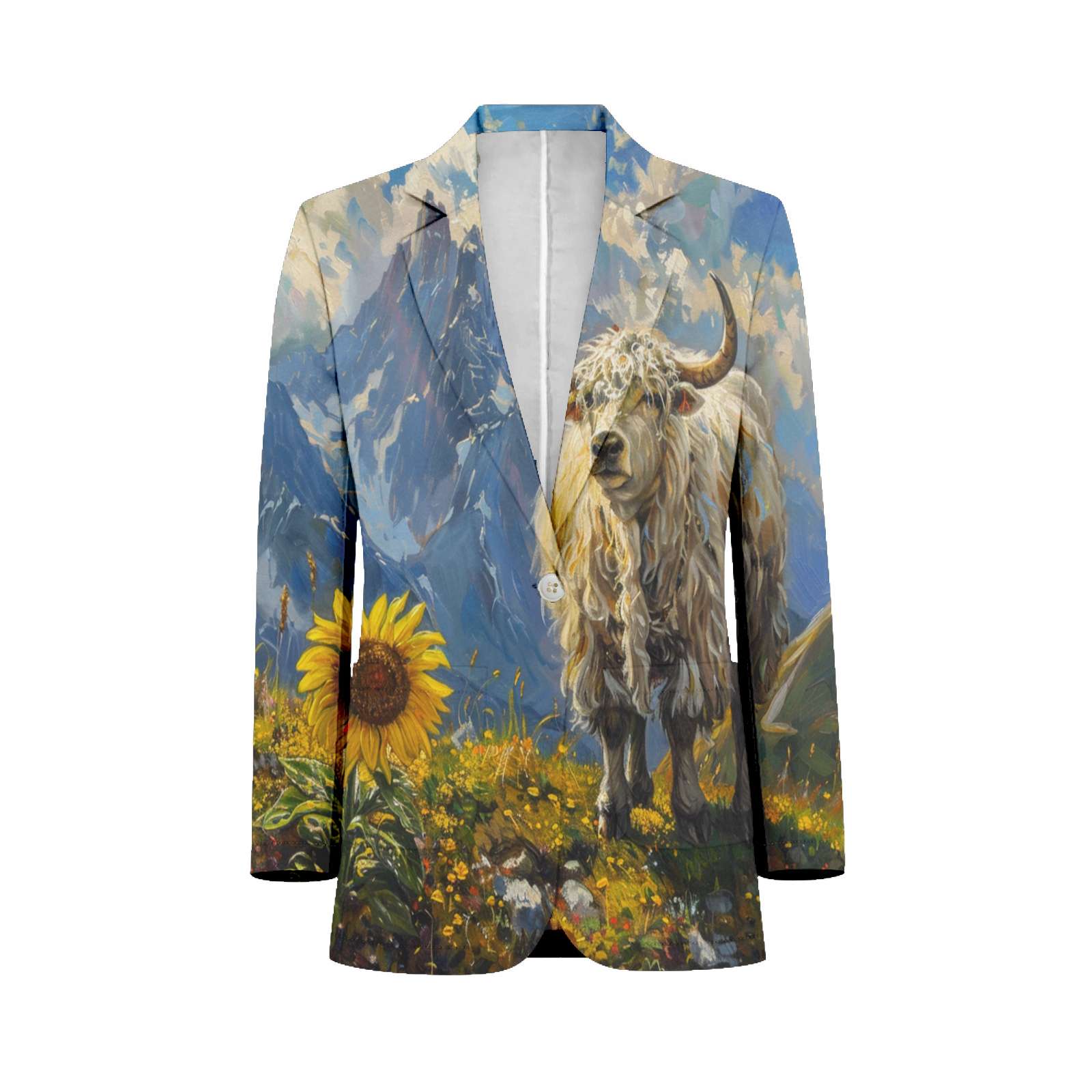 Highland Cow Floral Sunflower Men's Suit Blazer Casual Party Wear Slim ...