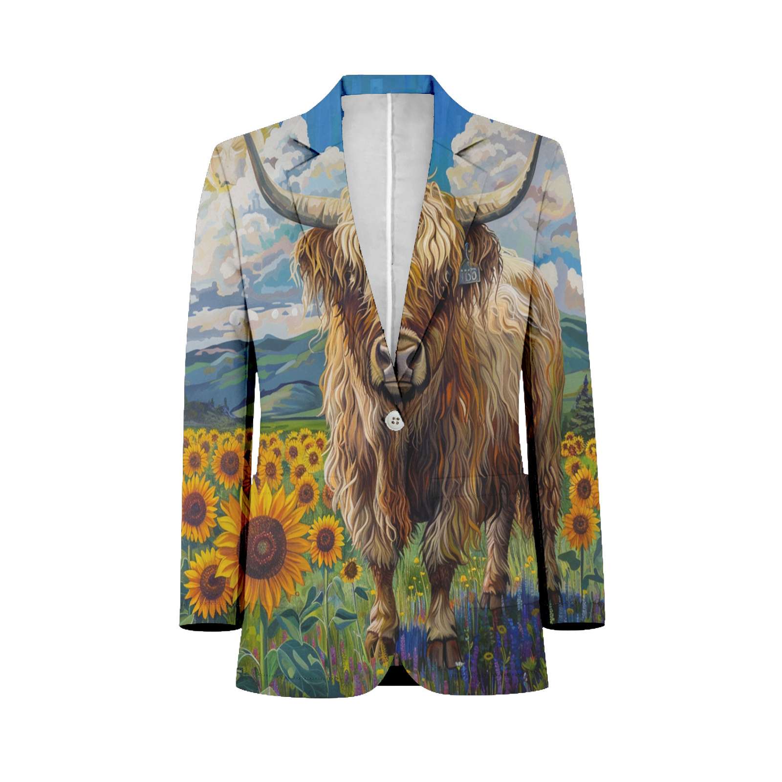 Highland Cow Floral Sunflower Men's Suit Blazer Casual Party Wear Slim ...