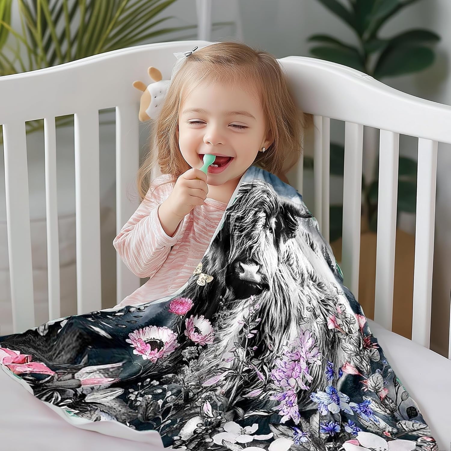 Highland Cow Flower Blanket Baby 30x40 Bull Cattle Throw Blanket ...