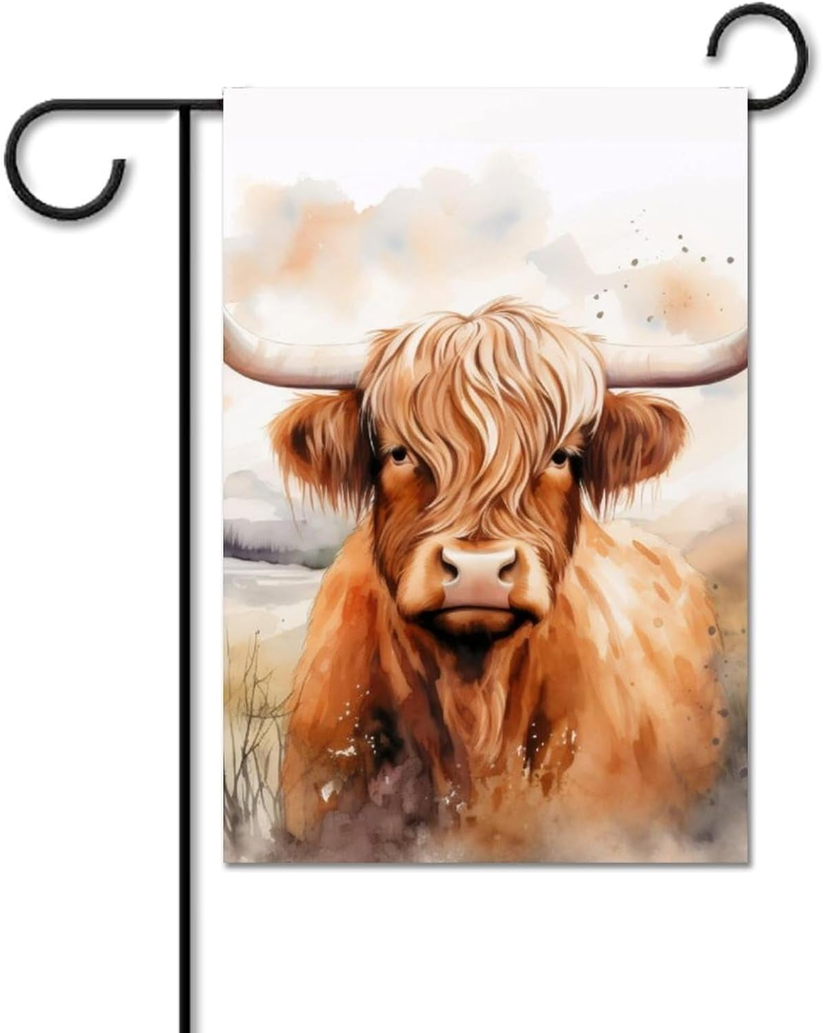 Highland Cow Garden Flags Watercolor Animal Flag Double Sided Holiday ...