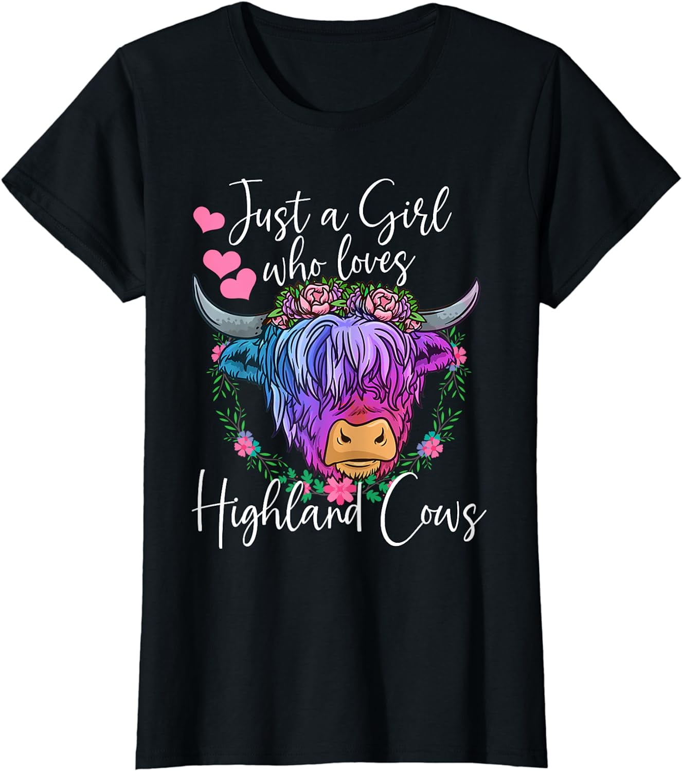 Highland Cow Gifts Women Just a Girl Who Loves Highland Cows T-Shirt ...