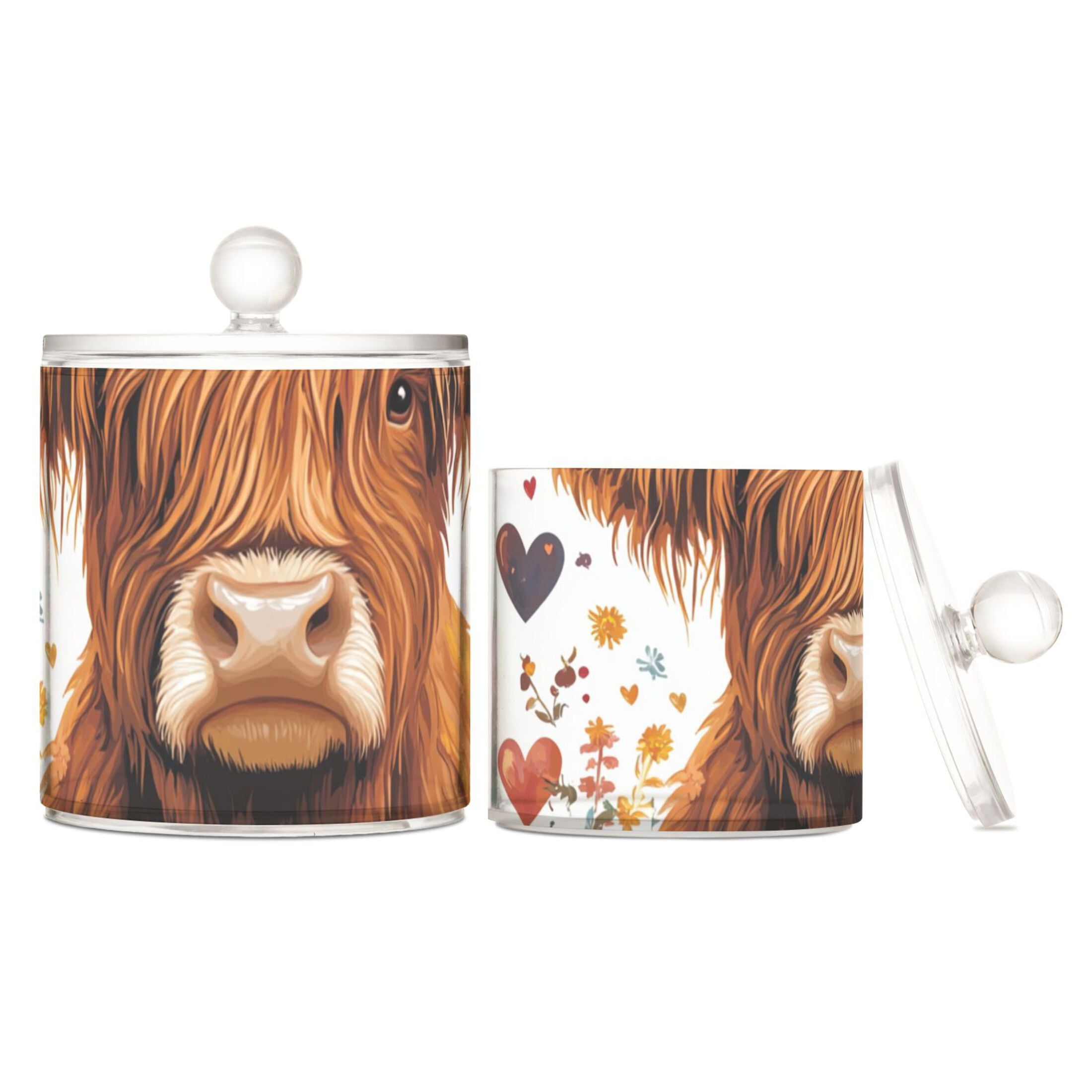 Highland Cow Hearts and Flowers Valentine Translucent Plastic Cans ...