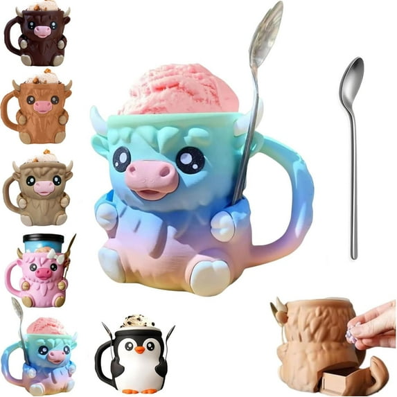 Highland Cow Ice Cream Pint Holder, Cozy Cow Ice Cream Holder For Ben ...