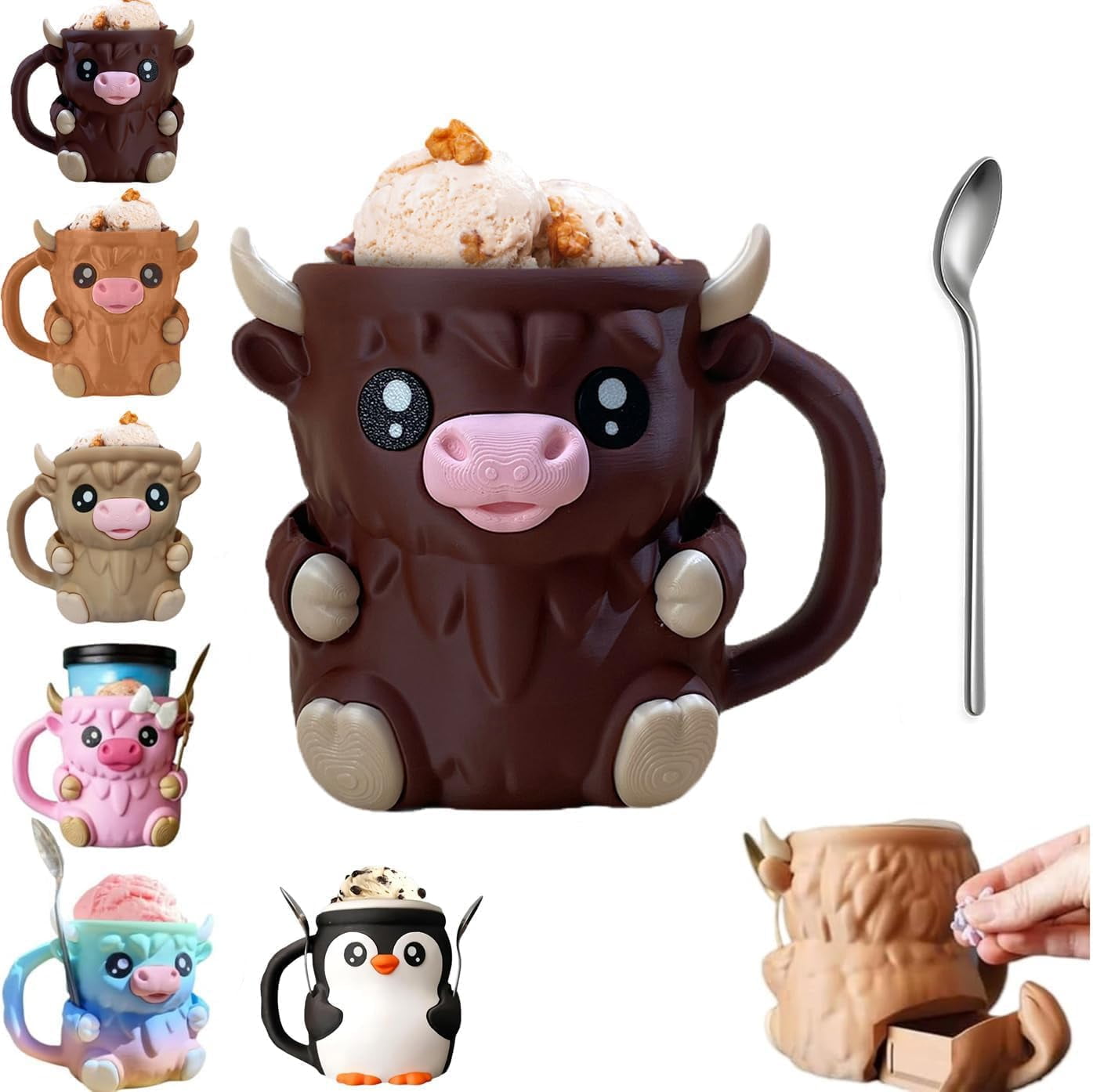 Highland Cow Ice Cream Pint Holder, Ice Cream Holder for Ben and Jerry ...