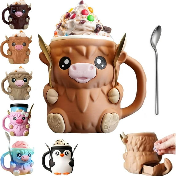 Highland Cow Ice Cream Pint Holder, Ice Cream Holder for Ben and Jerry ...
