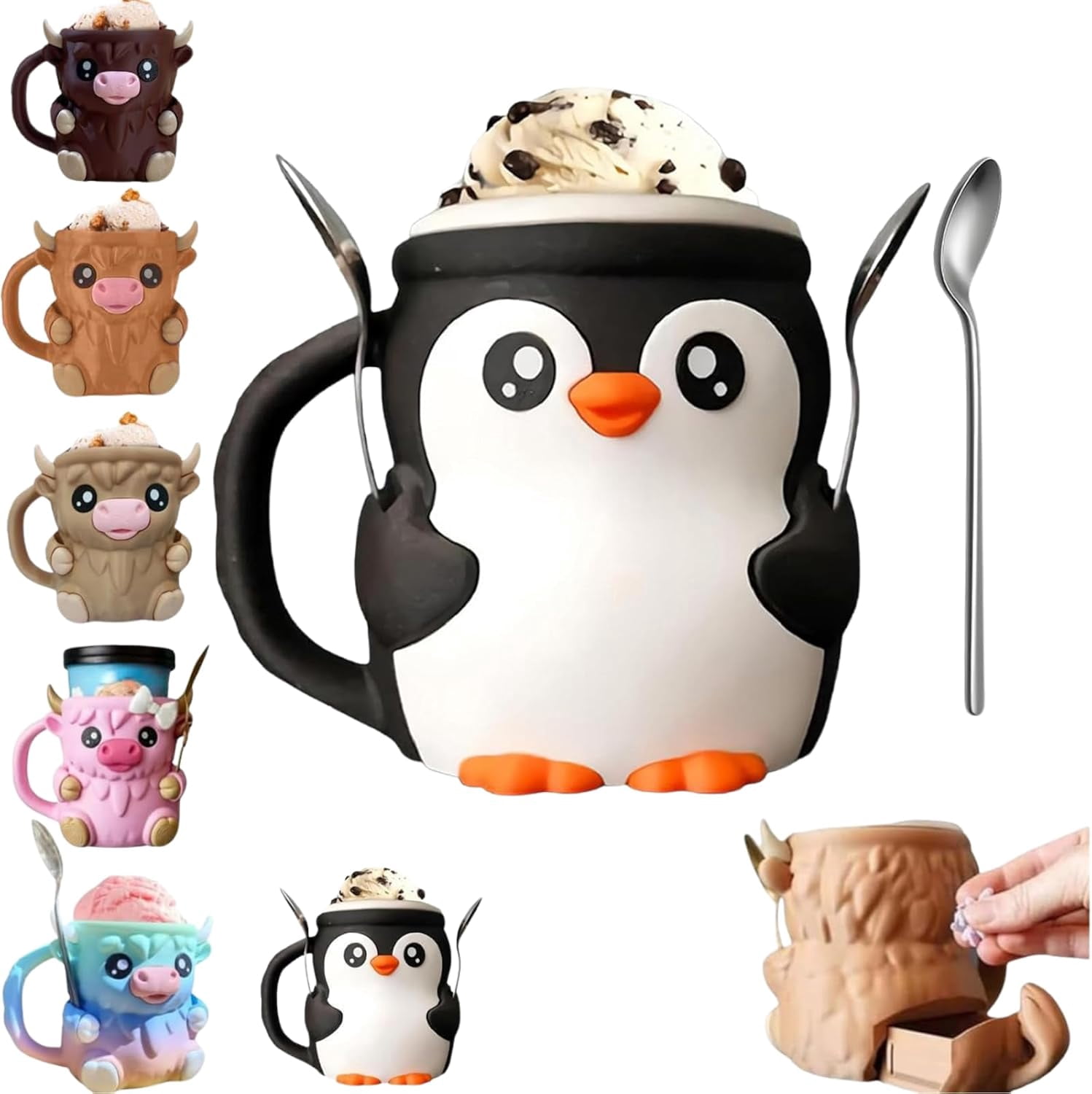 Highland Cow Ice Cream Pint Holder, Ice Cream Holder for Ben and Jerry ...