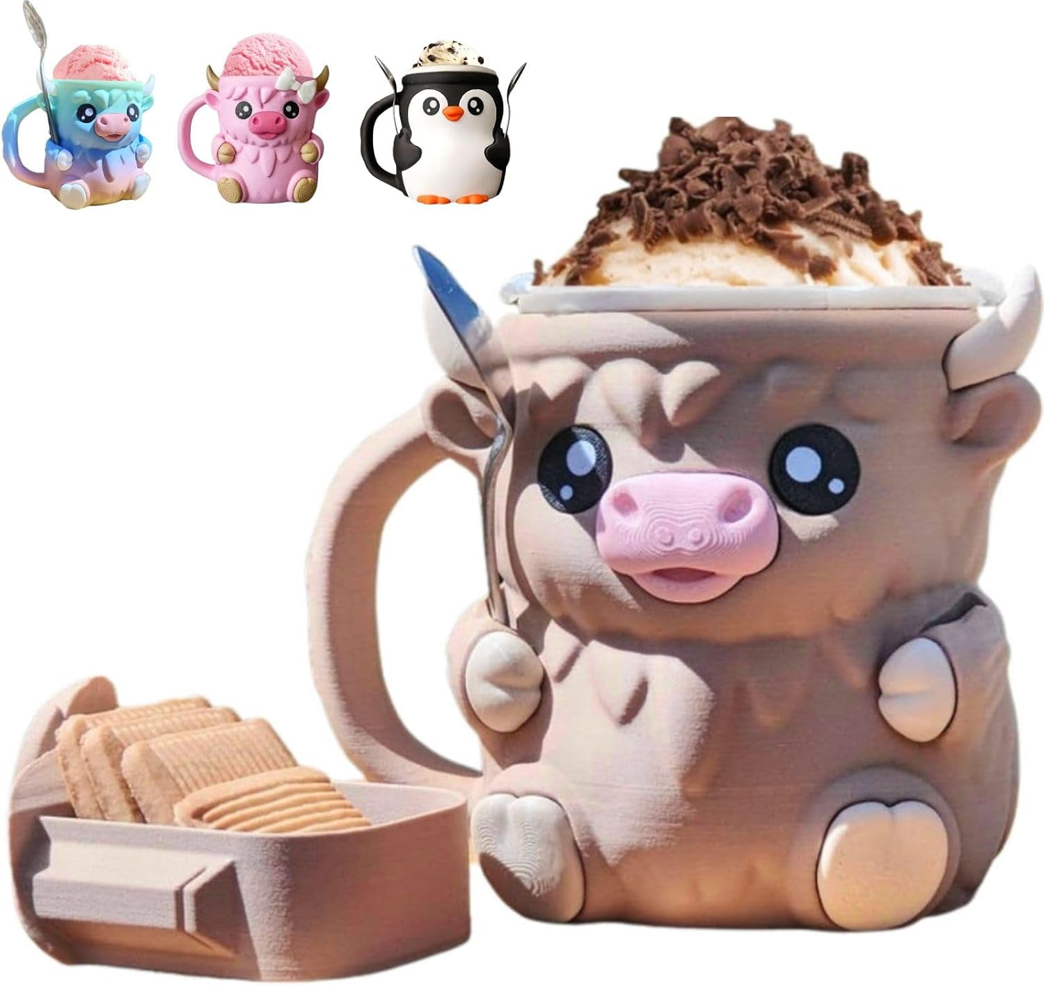 Highland Cow Ice Pint Holder,Ice Cream Pint Sleeves Cover with Handle ...