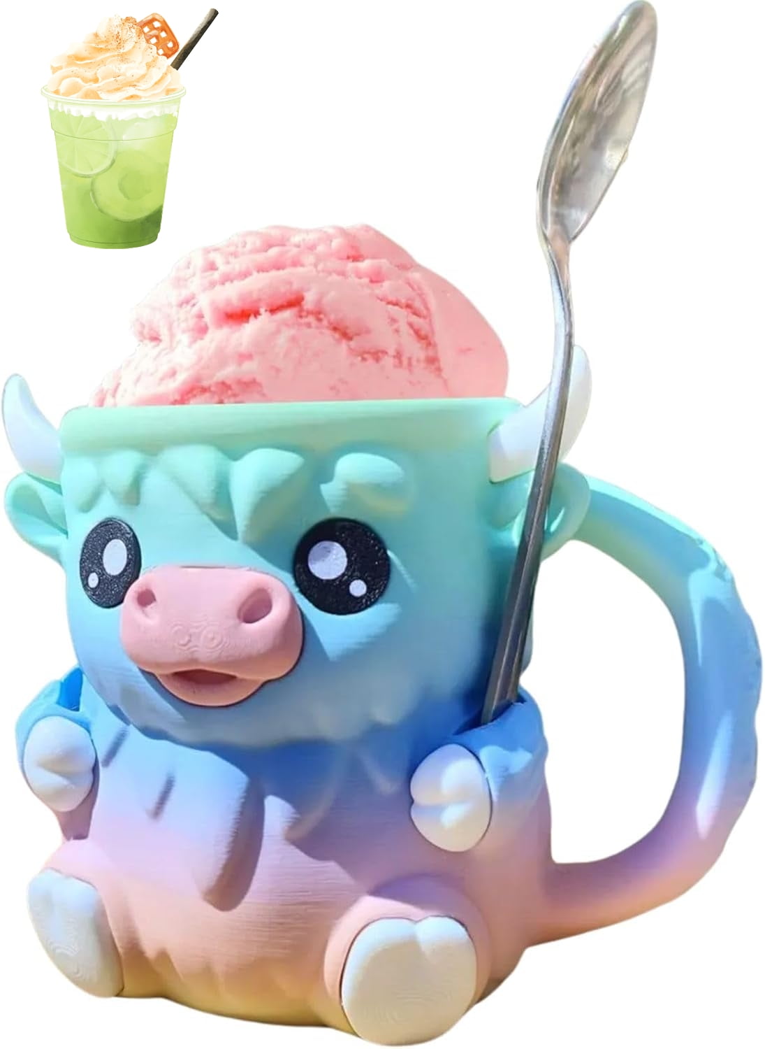 Highland Cow Ice Pint Holder,Ice Cream Pint Sleeves Cover with Spoon ...