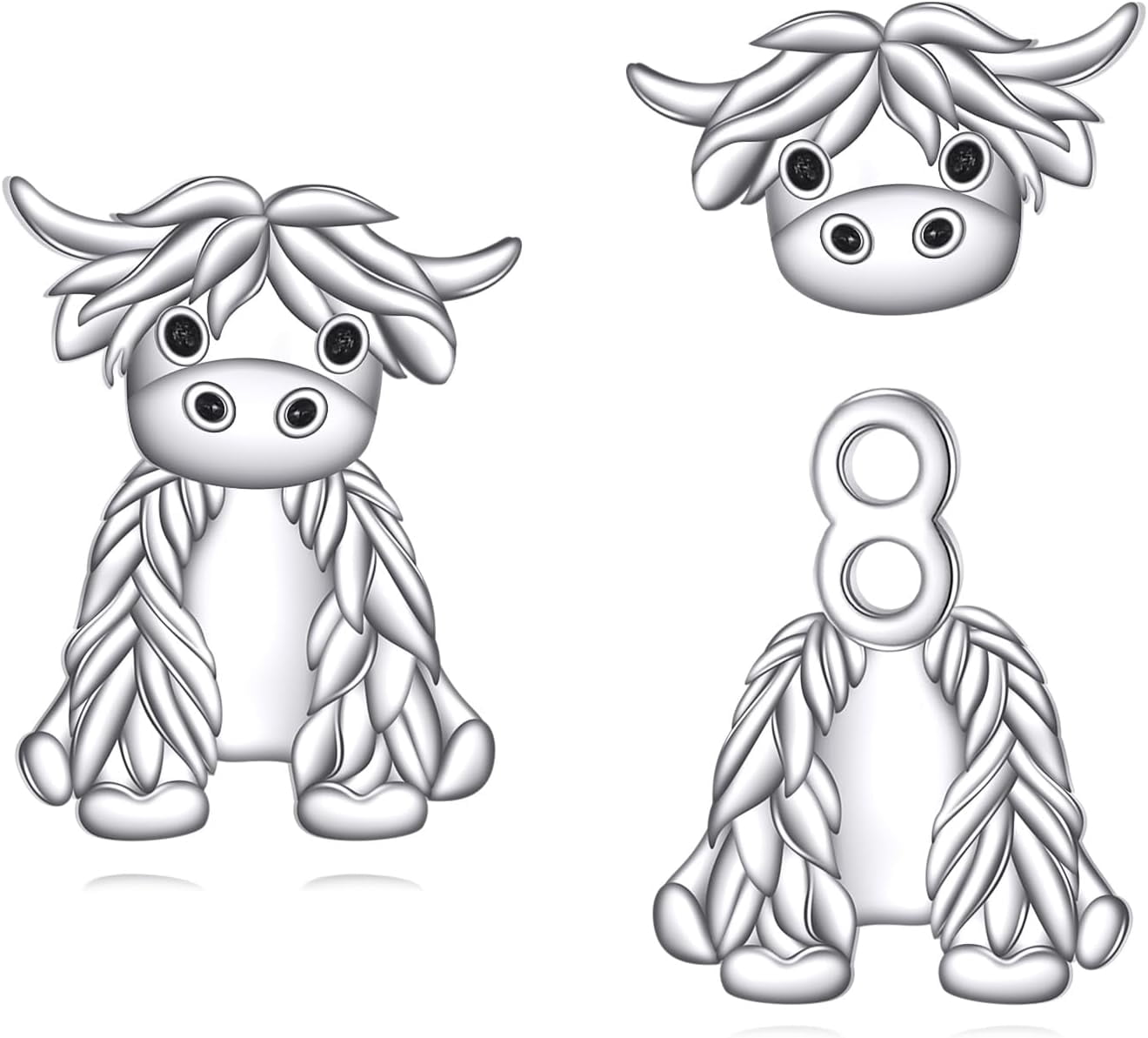 Highland Cow Jacket Earrings Sterling Silver Cow Stud Earrings Scotland ...