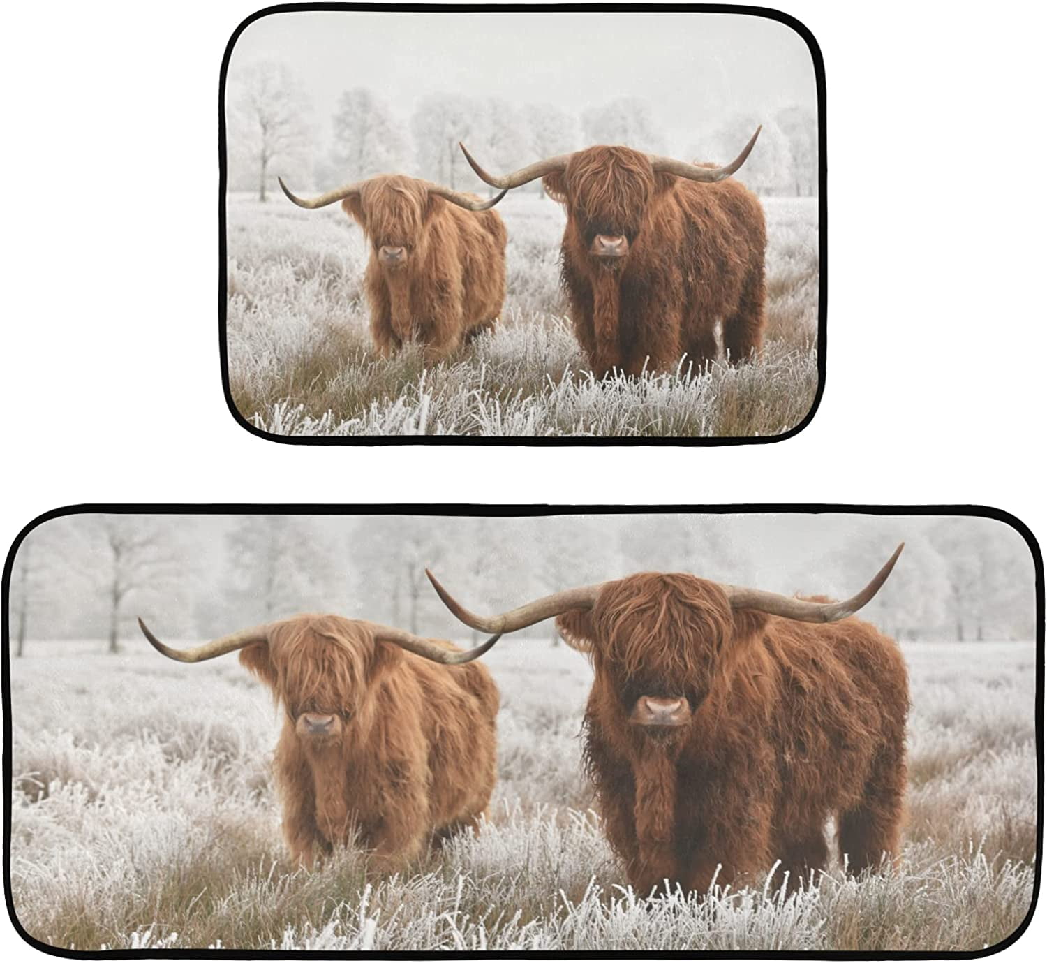 Highland Cow Kitchen Mat Set of 2 Anti-Fatigue Kitchen Rug Set Non Slip ...