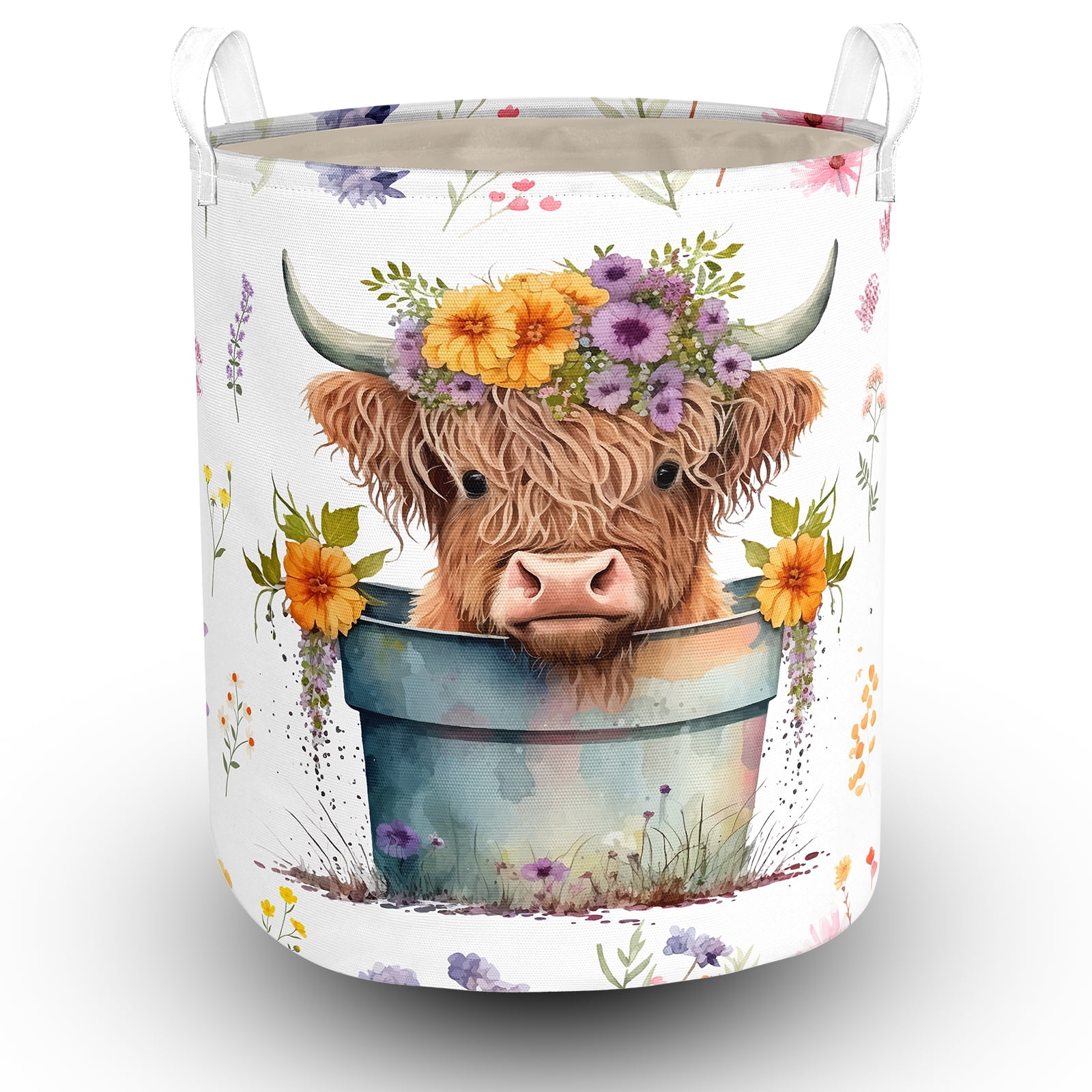 Highland Cow Laundry Basket Foldable Waterproof Oxford Cloth Funny Tote ...