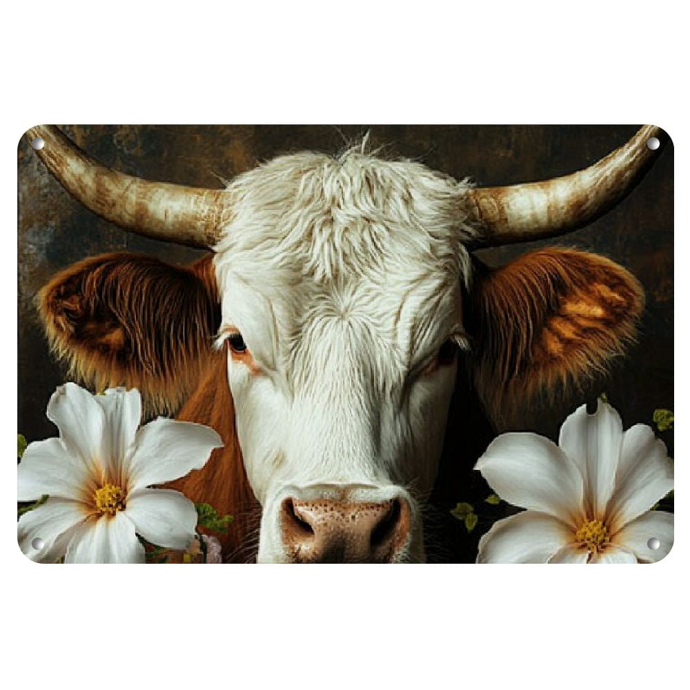 Highland Cow Metal Wall Art, 12x8 inch - Decorative Painting with ...