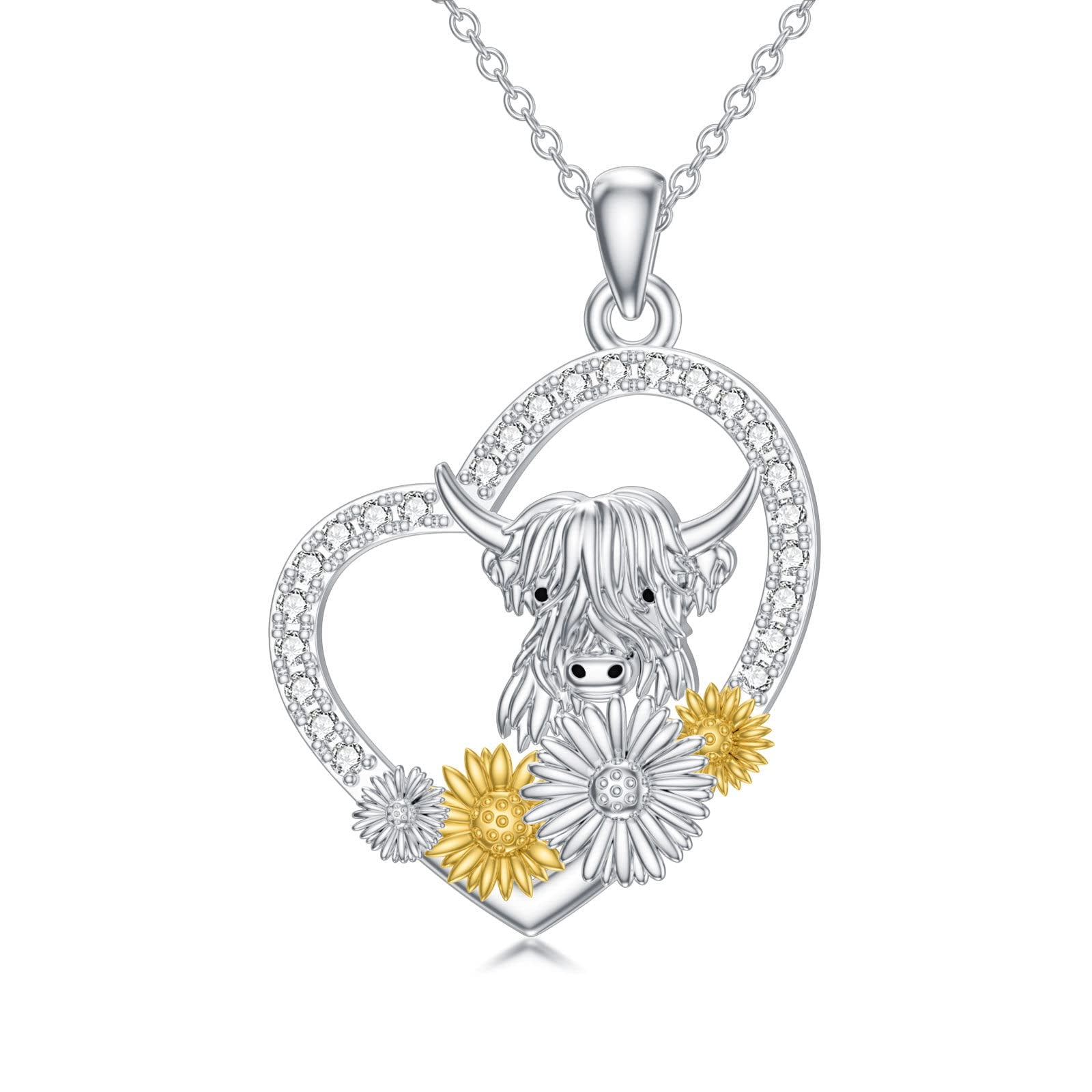 Highland Cow Necklace Sterling Silver Cute Scotland Cow Pendant Jewelry ...