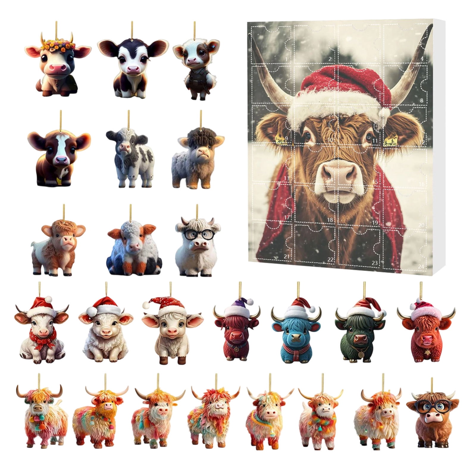 Highland Cow Ornaments Advent Calendar 2025, Highland Cow Christmas ...