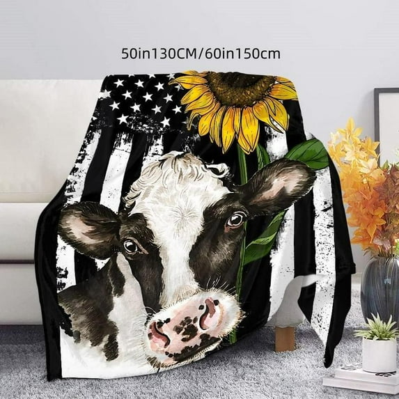 Highland Cow Pattern Blanket, 1 Count Soft Warm Throw Blanket, Air ...