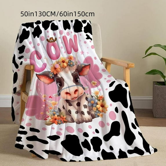 Highland Cow Pattern Blanket, 1 Count Soft Warm Throw Blanket, Air ...