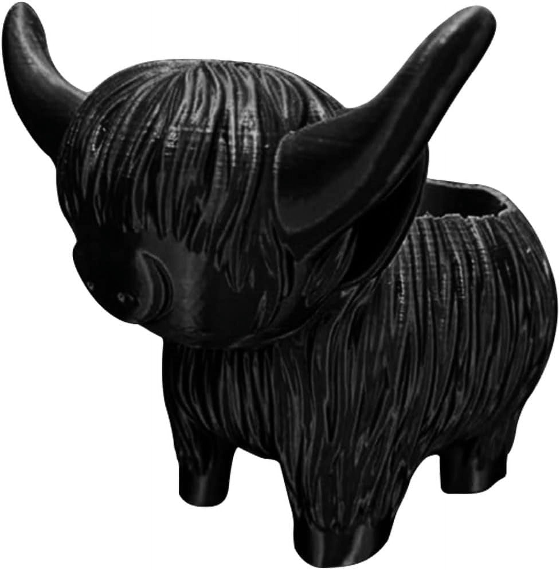 Highland Cow Plant Pot Resin Tabletop Animal Succulent Planter Brown ...