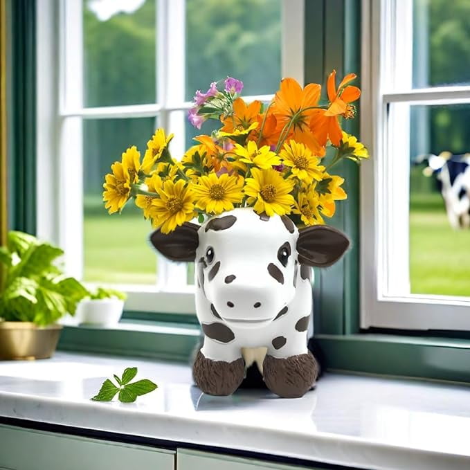 Highland Cow Planter Pot Cow Statue Cow Flower Pot Animal Succulent ...