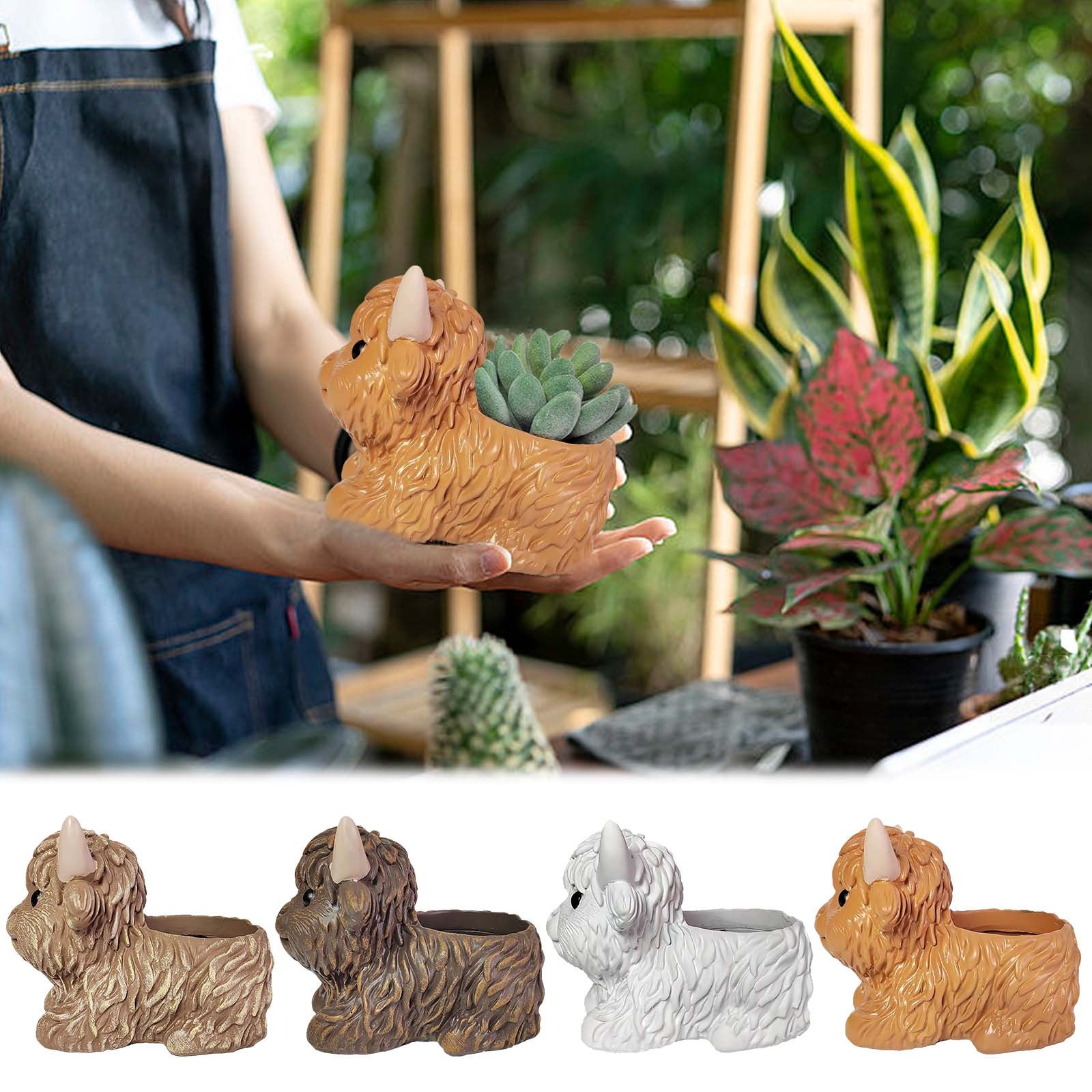 Highland Cow Planter, Resin Succulent Plant Pot, Small Decorative ...