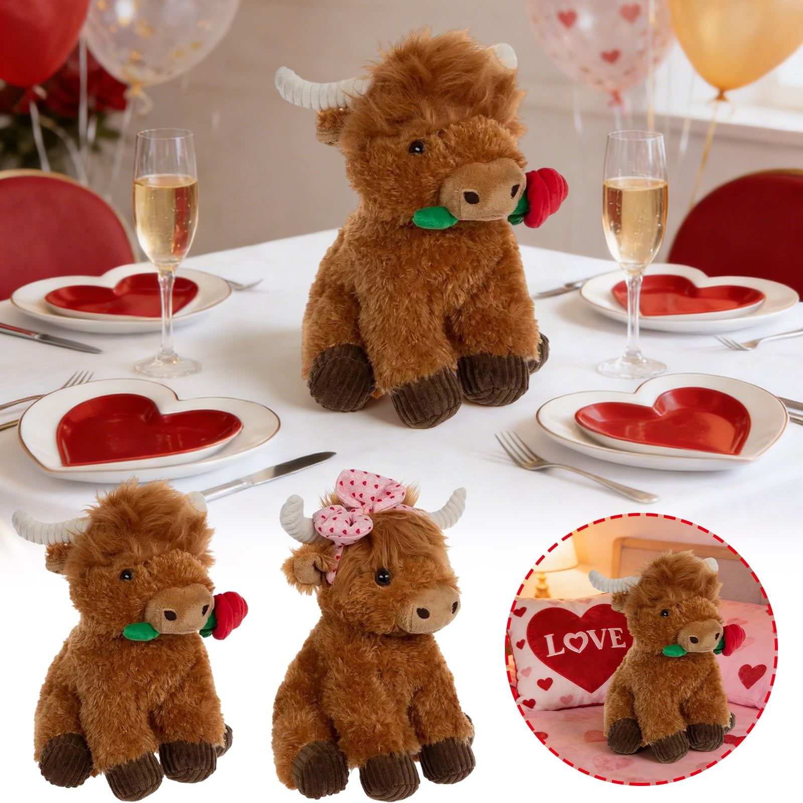 Highland Cow Plush Doll,20" Pillow Stuffed Animal Toy Gift for Kids, 20 ...