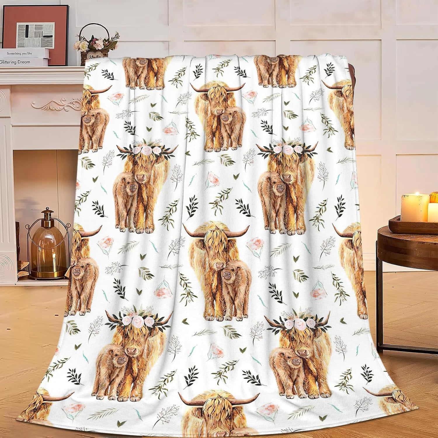 Highland Cow Print Blanket and Throws Cute Farm Animal Cow Gifts Throw ...