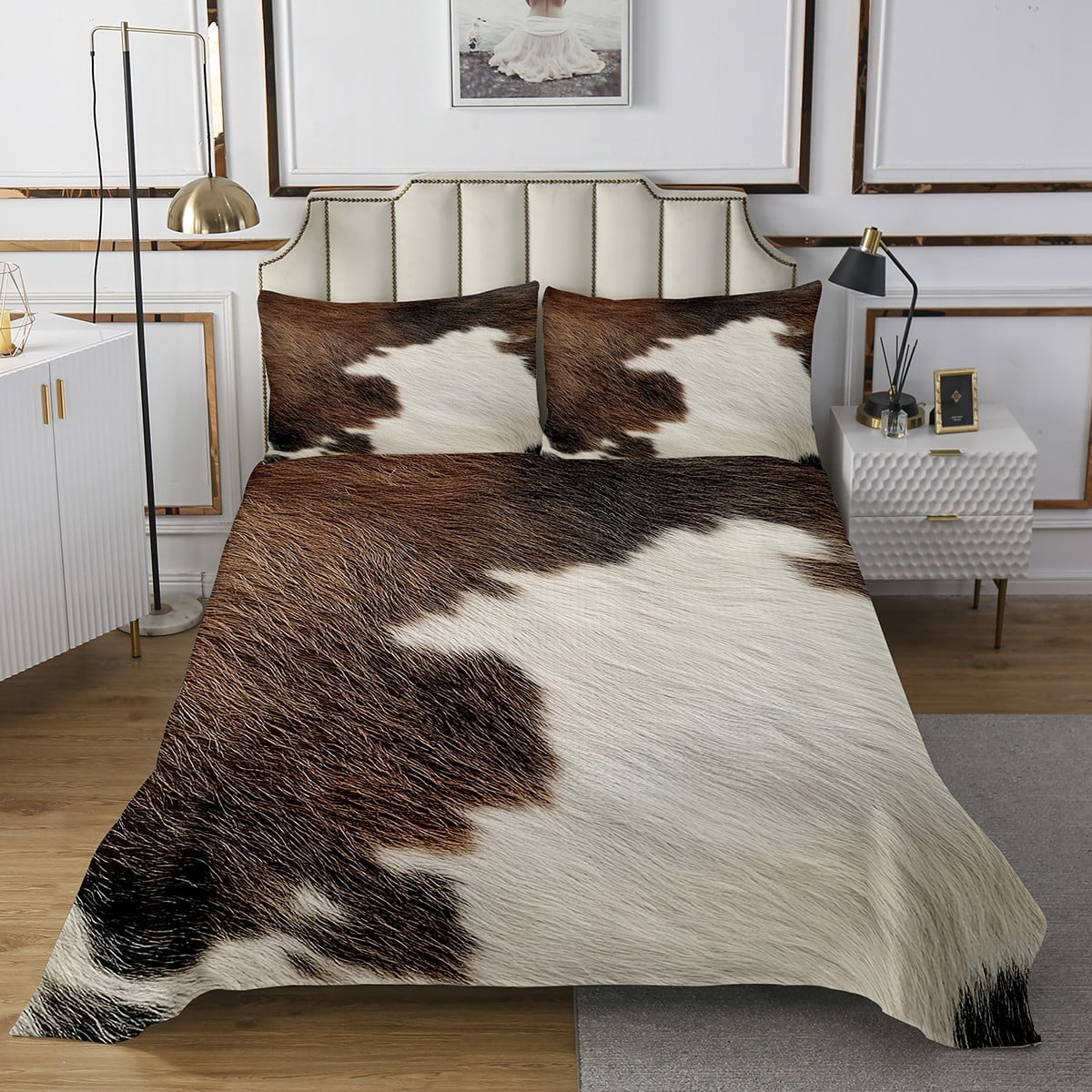Highland Cow Print Coverlet Set for Teens Adults,Rustic Cowhide Quilt ...