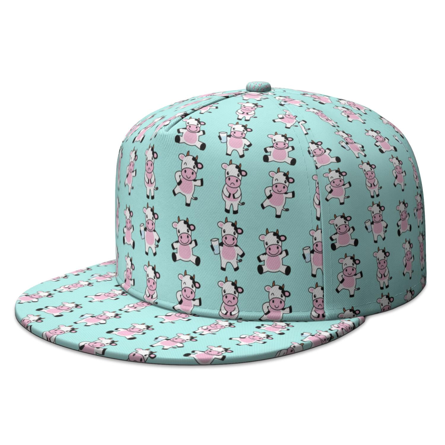 Highland Cow Print Flat Brim Hat - Adjustable Snapback Cap for Cow ...
