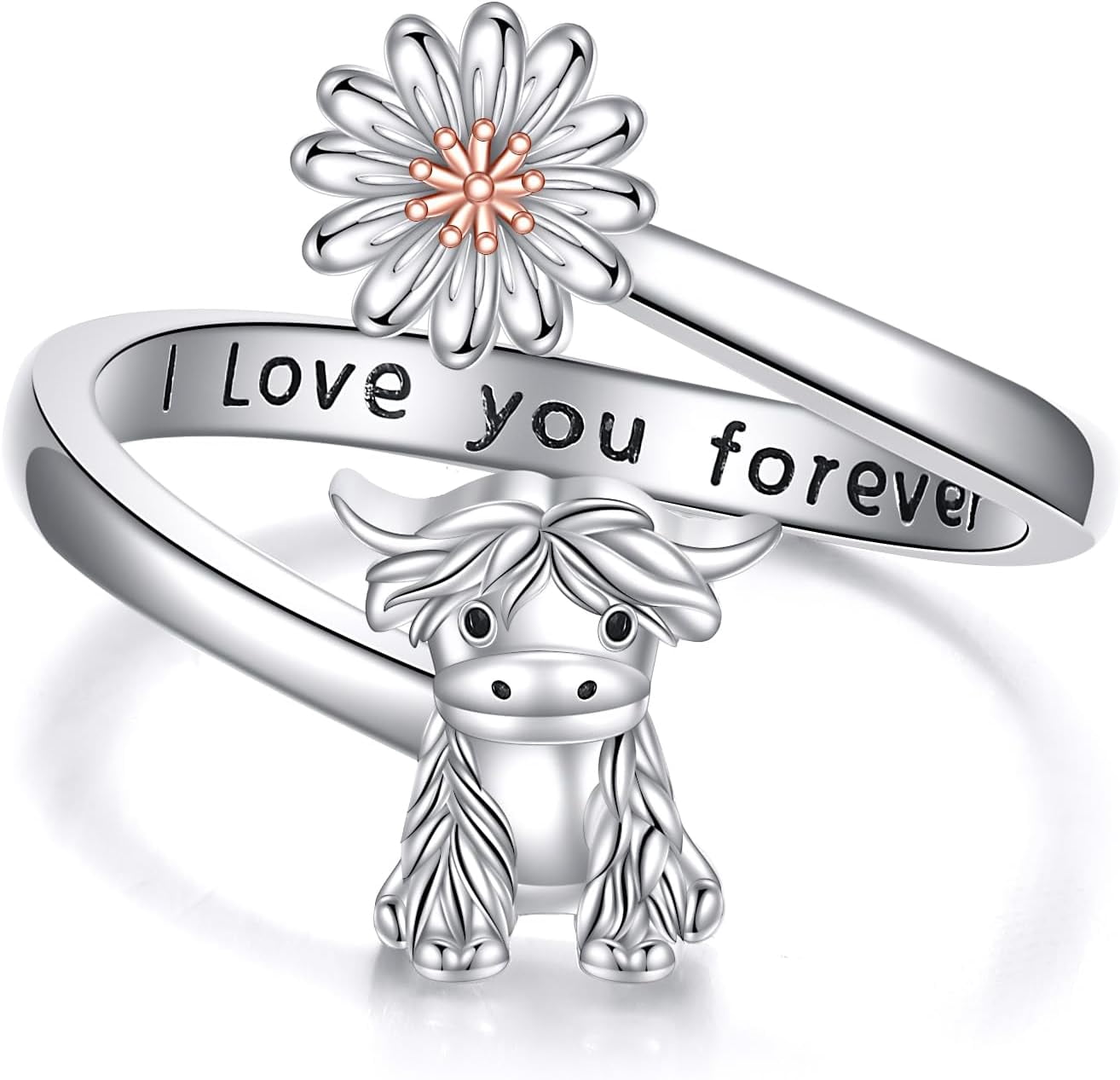 Highland Cow Rings 925 Sterling Silver Highland Cow Ring Animal Jewelry ...