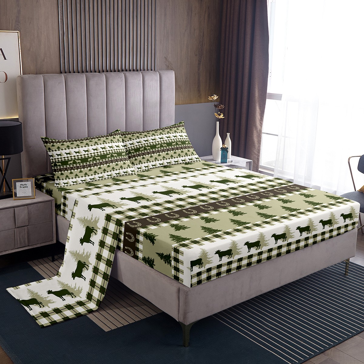 Highland Cow Sheet Set King Size,Boho Vintage Tribal Cattle Buff Bed ...