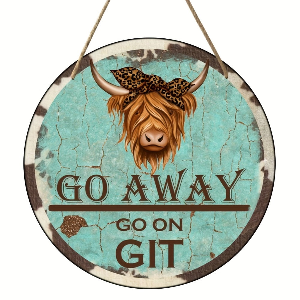 Highland Cow Sign For Front Door, 8 Inch Front Door Decor For Farmhouse ...