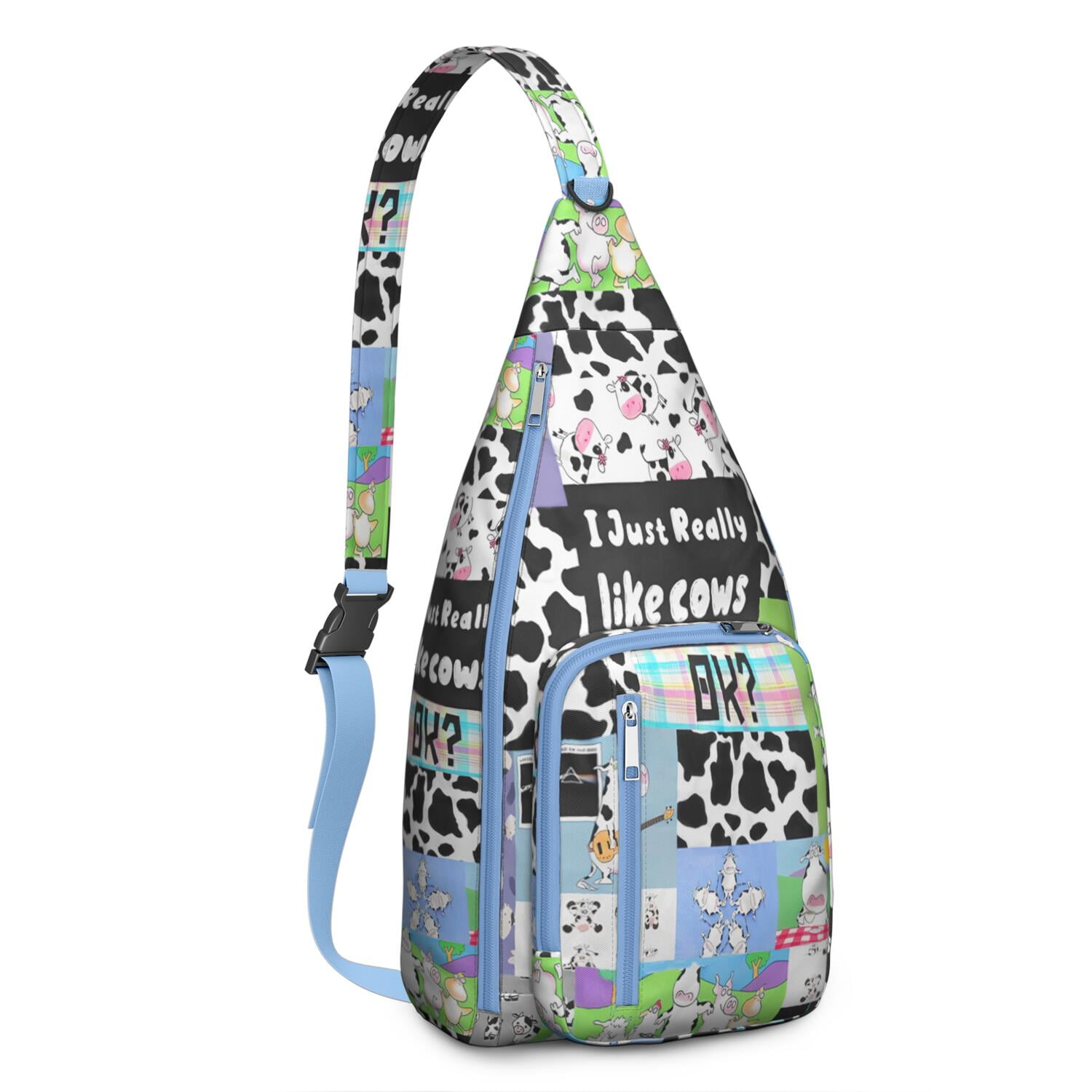 Highland Cow Sling Backpack - Cute Black & White Cow Print Crossbody ...