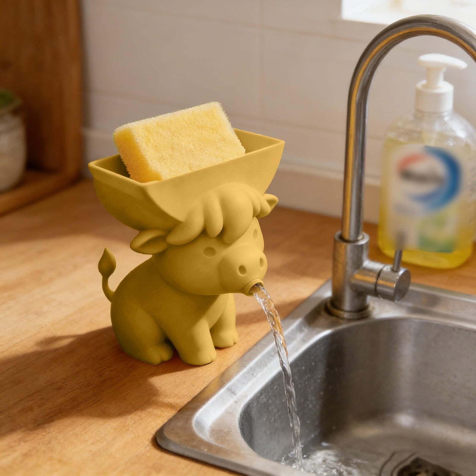 Highland Cow Sponge Holder - 3D Printed Countertop Draining Rack With ...