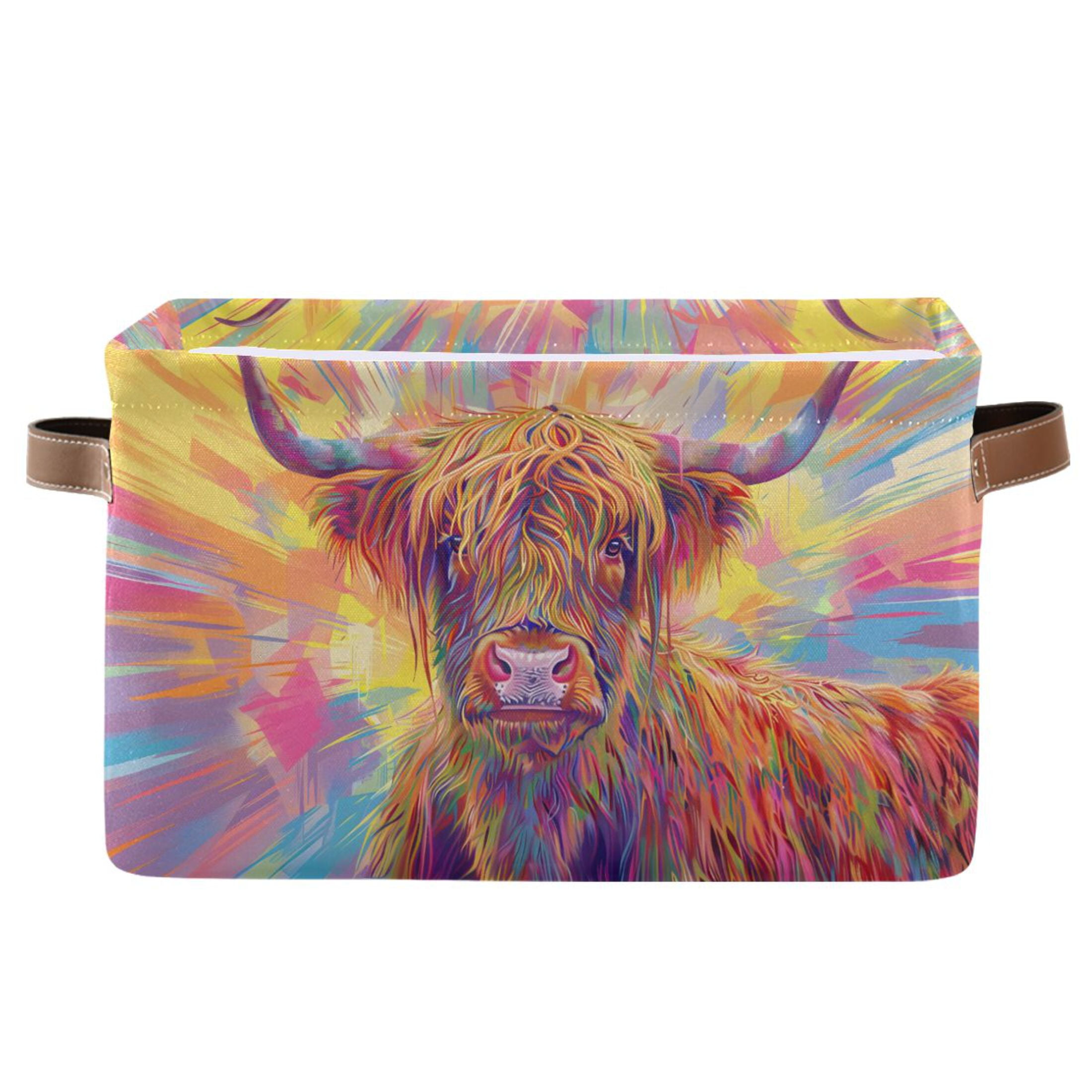 Highland Cow Storage Basket Large Bin Laundry Boxes Toys Foldable Home ...