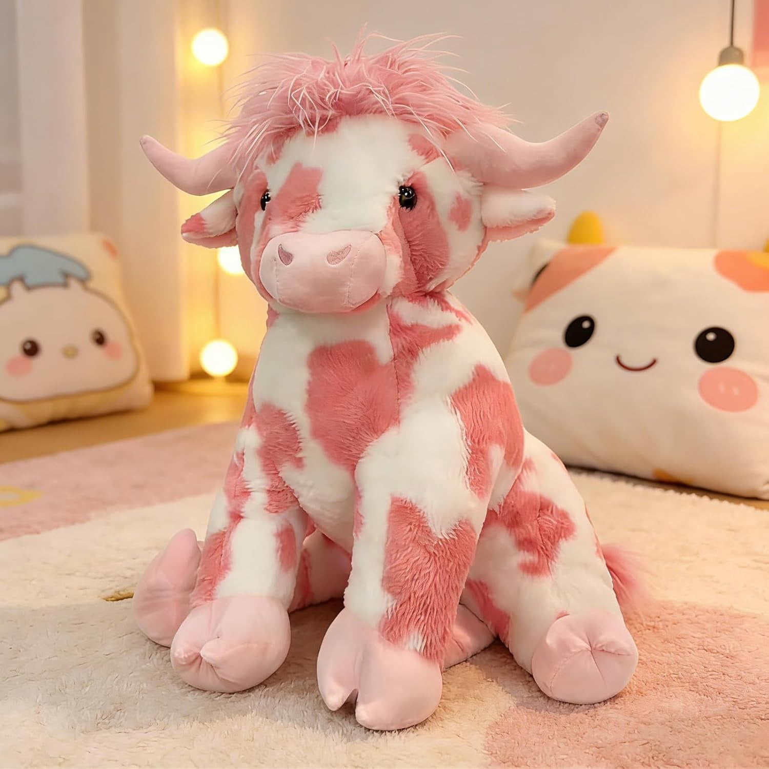 Highland Cow Stuffed Animal, Cute Plushies Fluffy Cow Gifts, Realistic ...