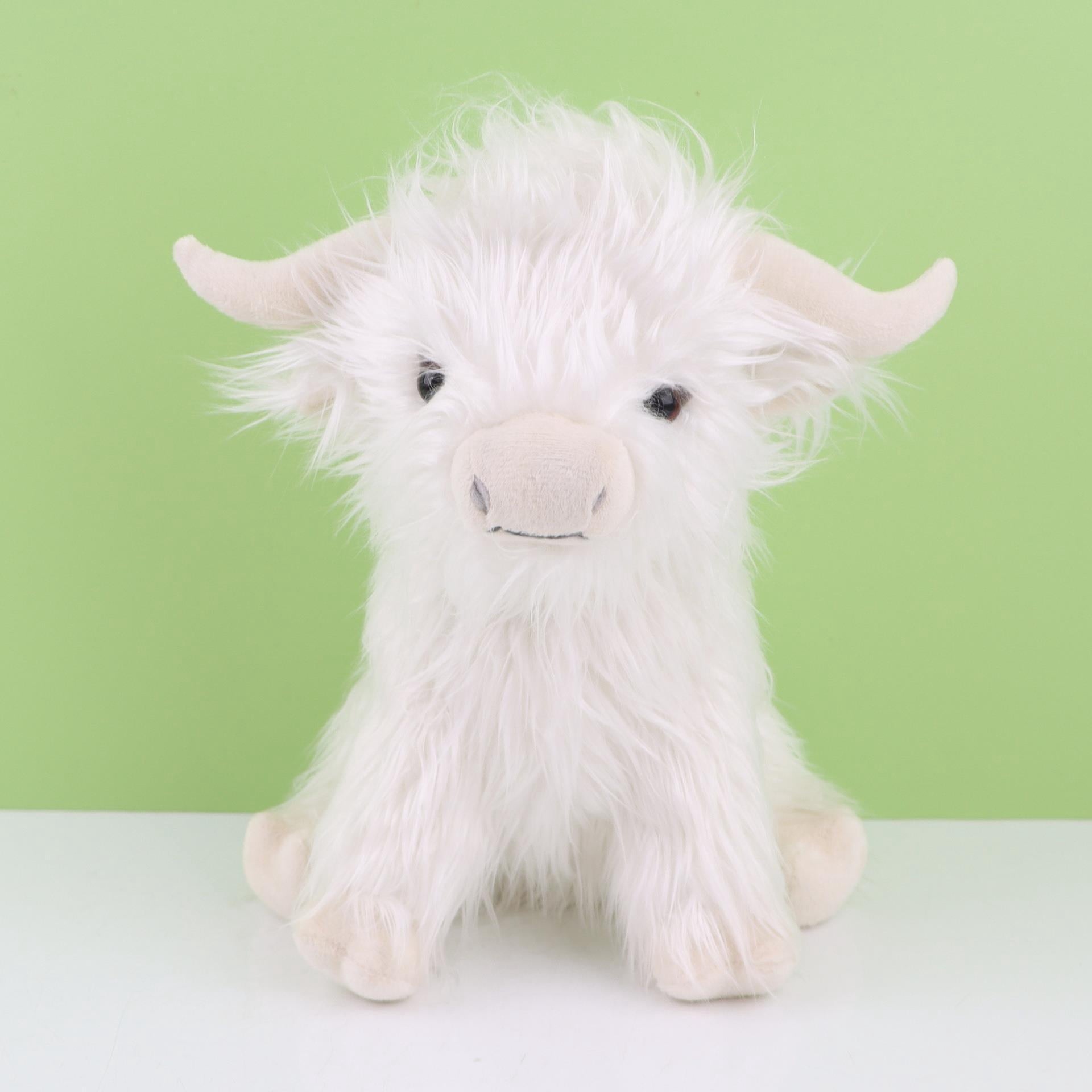 Highland Cow Stuffed Animal Realistic Scottish Cow Plush Toy Soft Farm ...