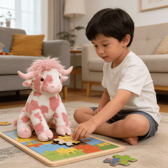 Highland Cow Stuffed Animal Toy, 20 Inch Soft Pink Cow Plush, Valentine ...