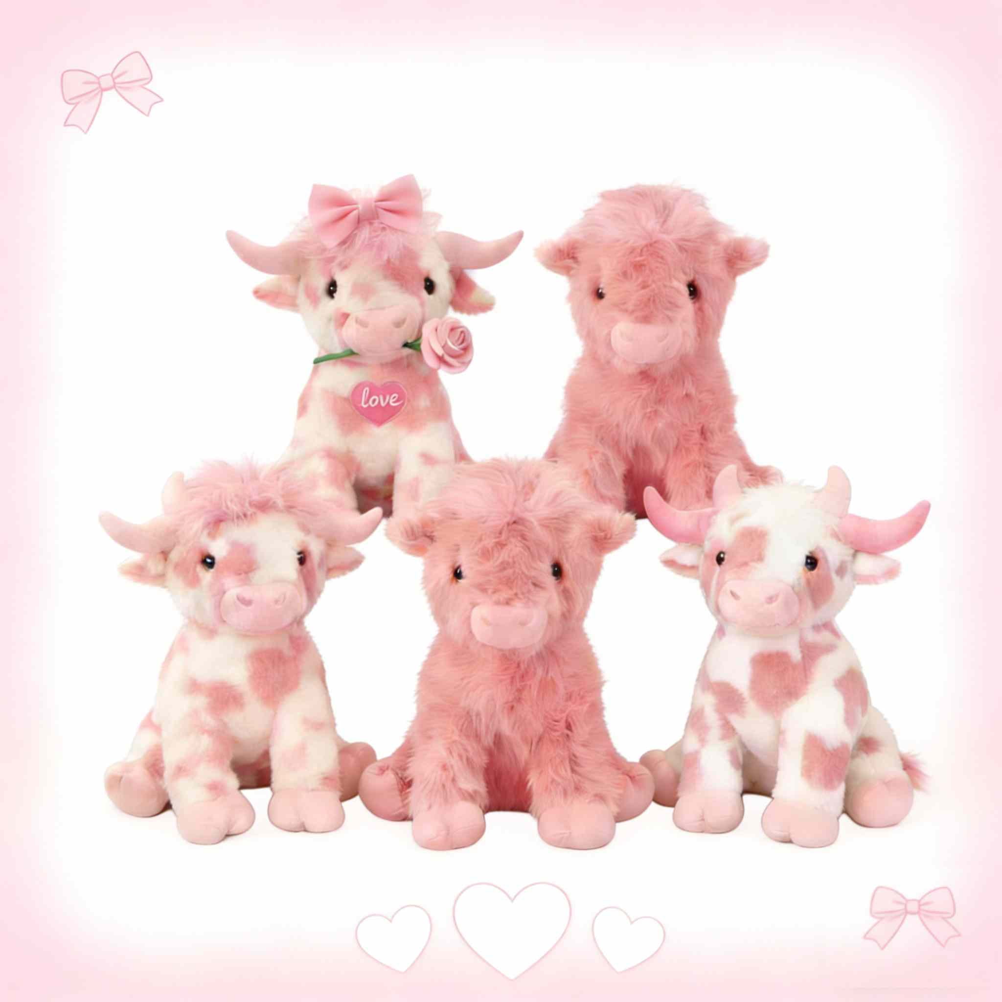 Highland Cow Stuffed Toy Realistic Fluffy Farm Animal Plush Cute Cattle ...