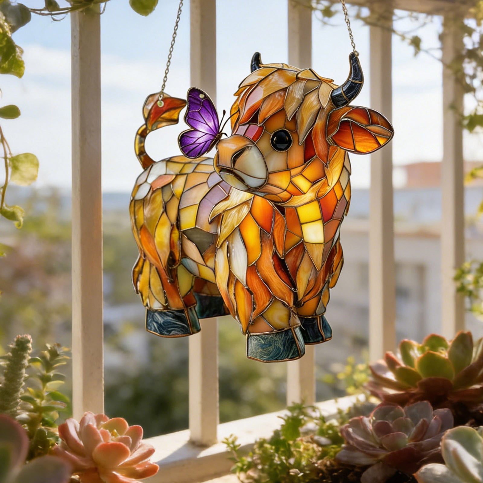 Highland Cow Suncatcher,Butterfly Suncatcher,Highland Cow Butterfly ...