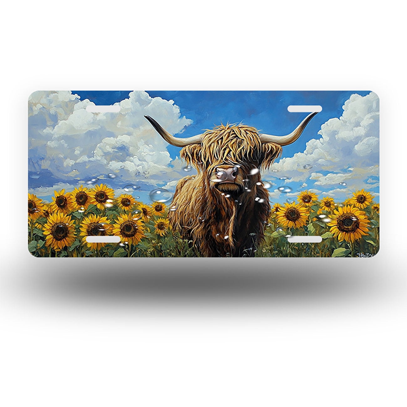 Highland Cow in Sunflower Field Front License Plate,Metal License Plate ...