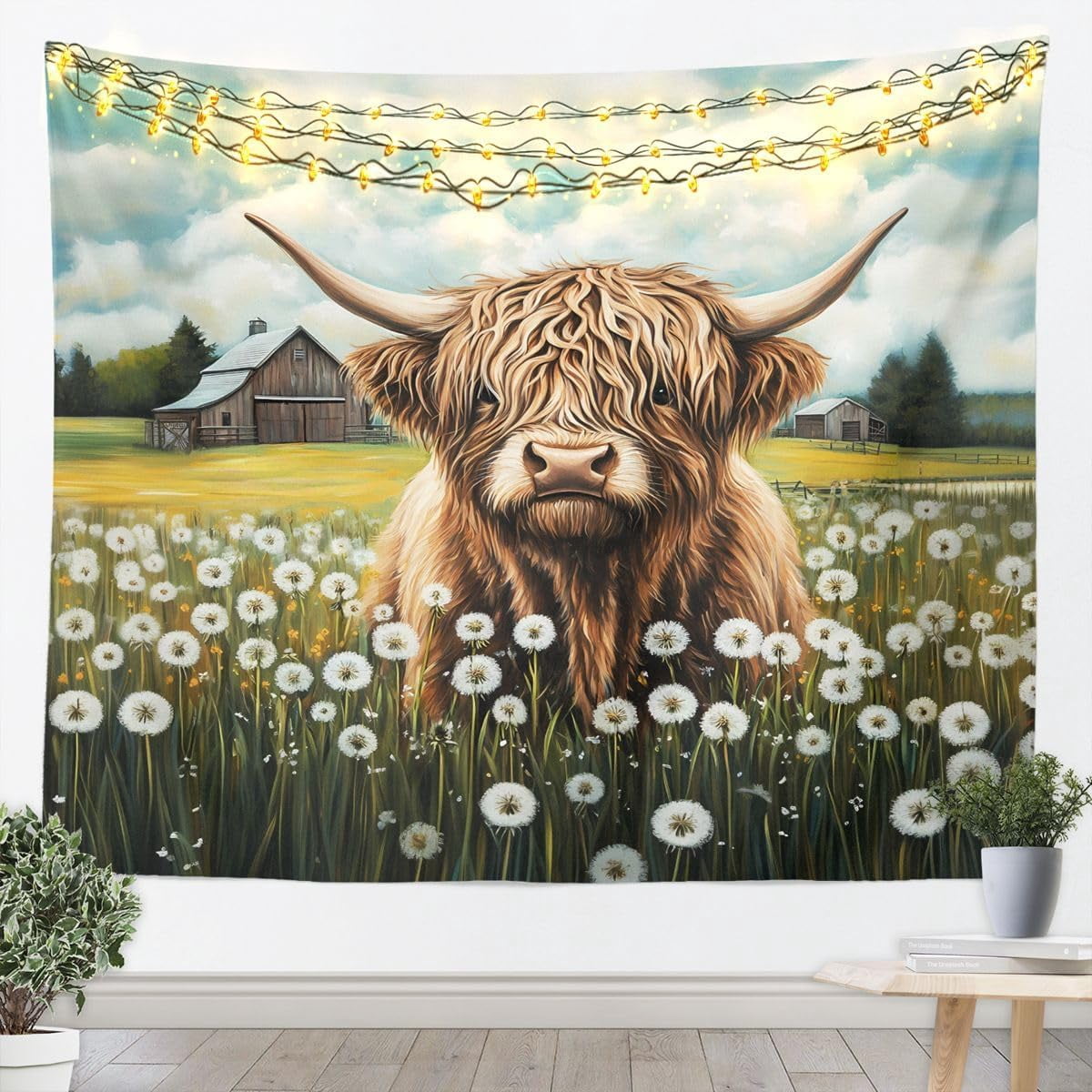 Highland Cow Tapestry Cute Highland Cattle Wall Art for Living Room ...