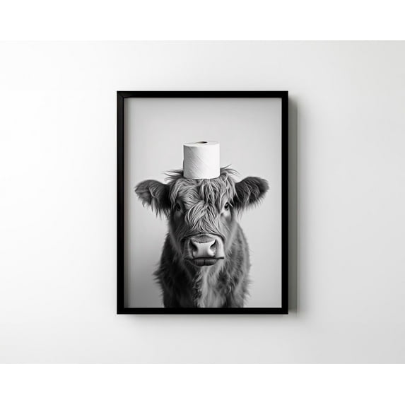 Highland Cow Toilet Poster Print Bathroom Wall Art Funny Toilet Humor ...