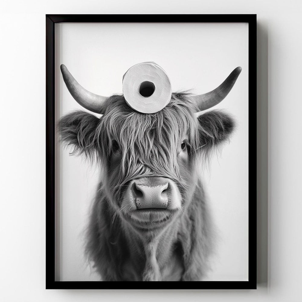 Highland Cow Toilet Wall Art Funny Farm Animal Bathroom Wall Decor ...