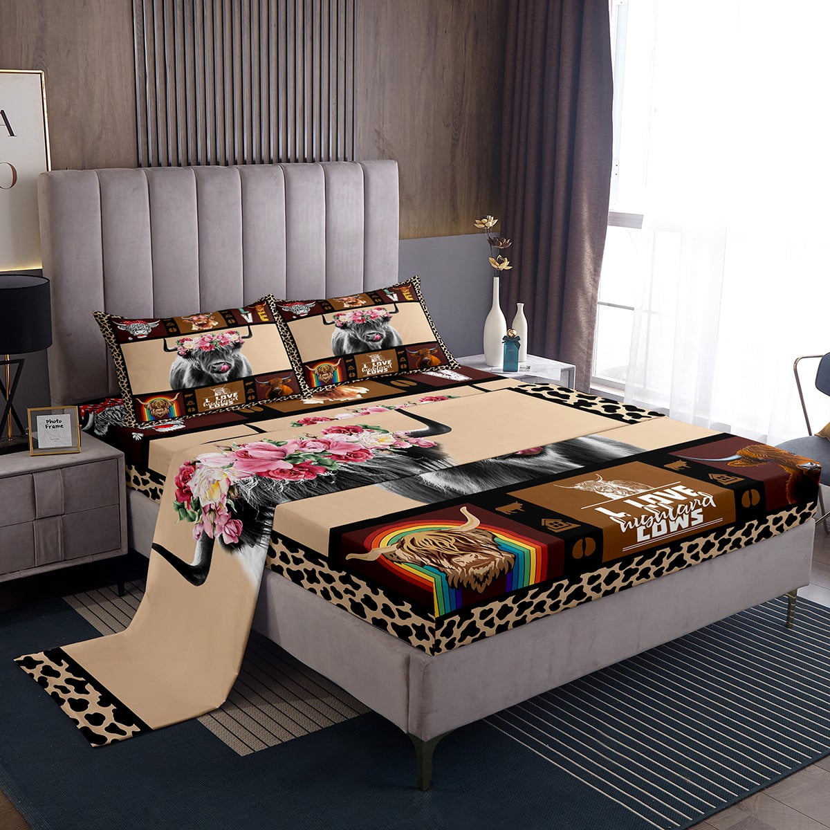 Highland Cow Twin Sheet Set,Longhorn Bull Cattle Sheets Farm Animals ...