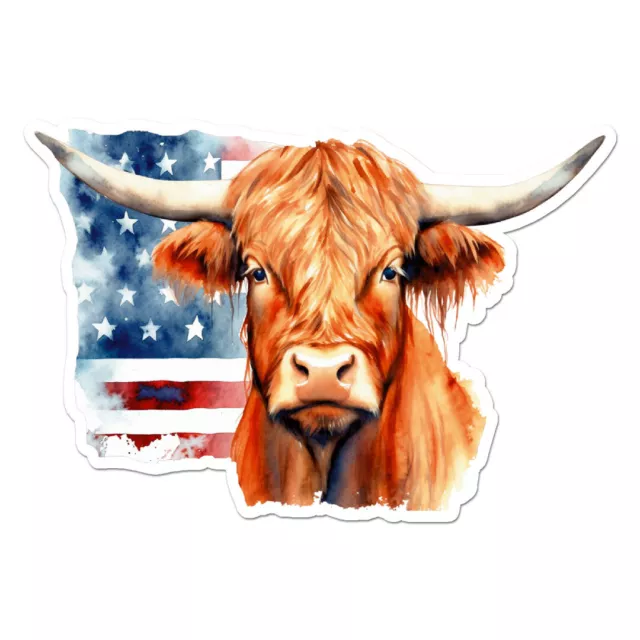 Highland Cow Usa Flag Sticker Phone Decal Water Bottle Stickers Car ...